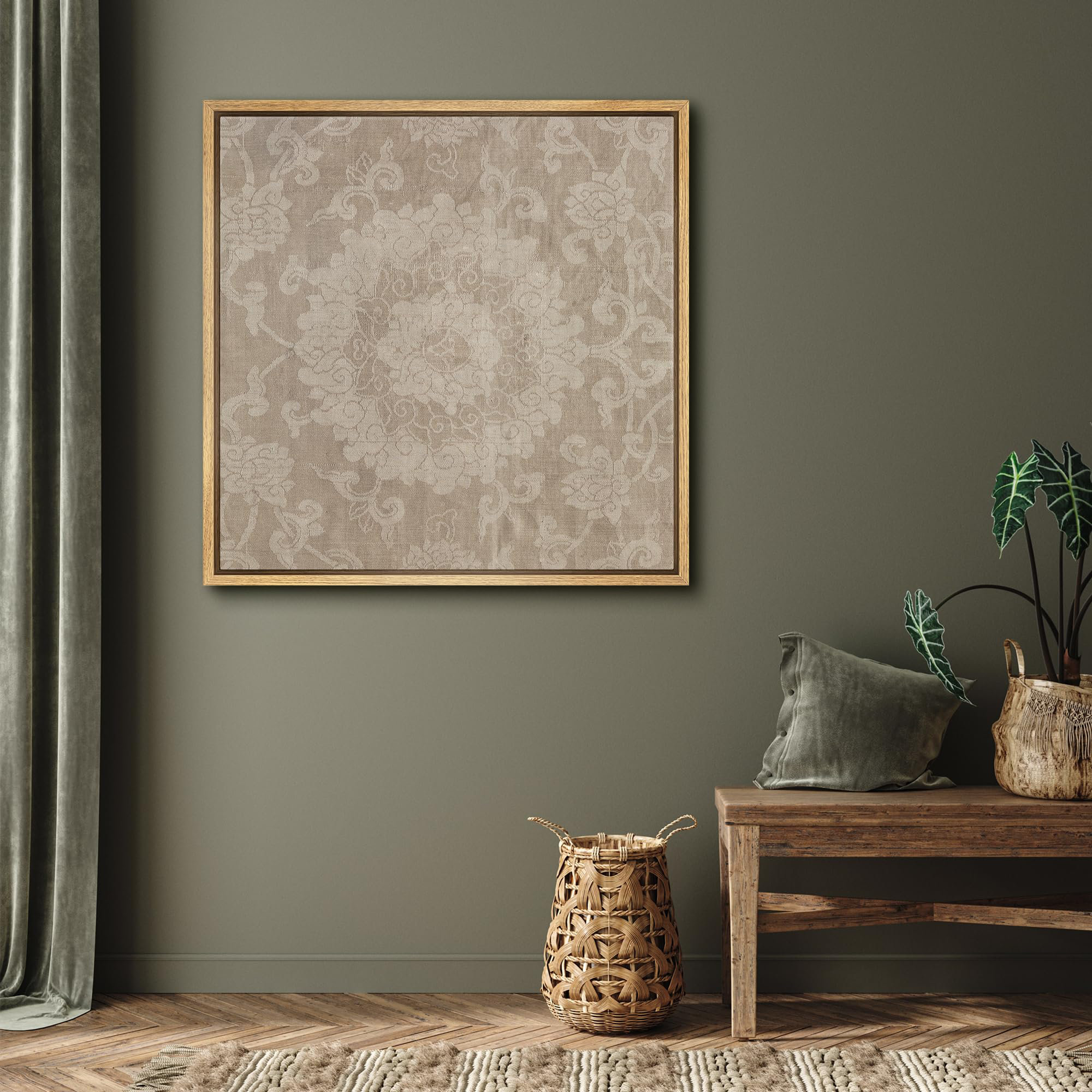 wall26 Elegant Floral Pattern Rug Sophisticated Tone Nature Wilderness Illustrations Rustic Zen ...